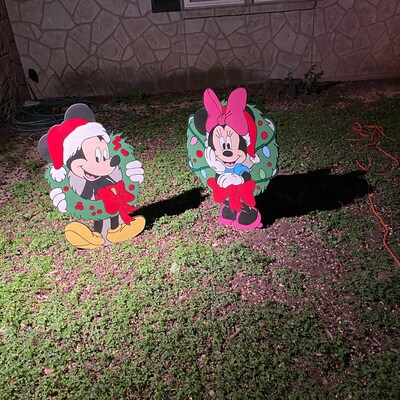 Santa and Mrs. Clause Mickey and Minnie Mouse Yard Sign/yard Art/yard ...