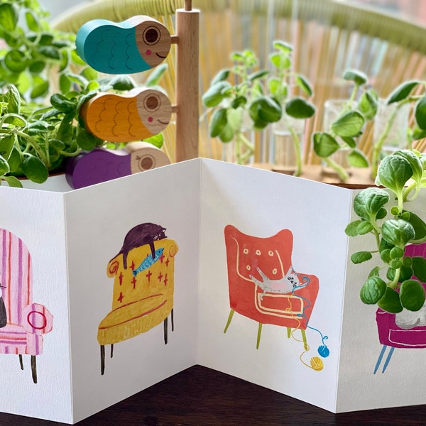 Sea Life Concertina Card Illustrated With a Whale, Jelly Fish,swordfish ...