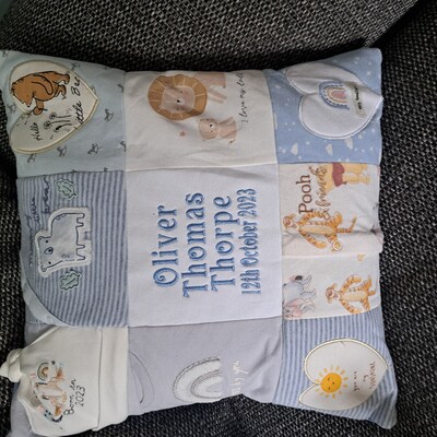 Memory Cushion, Baby's First Outfits Memory Pillow, Child's Embroidered ...
