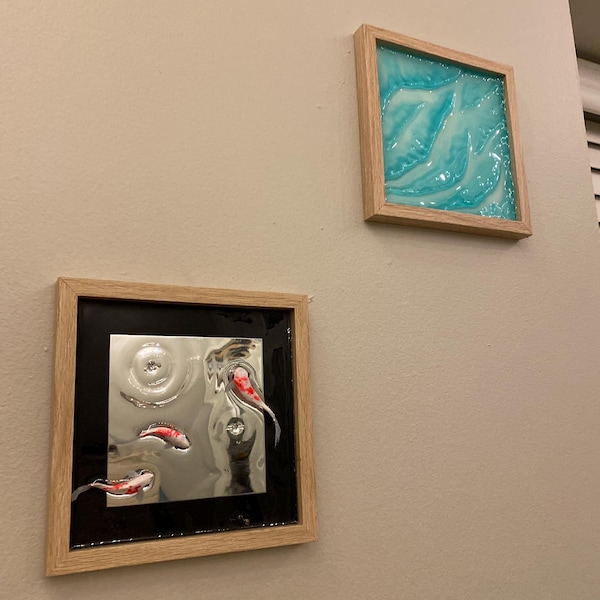 Square Resin Mirrors “framed Water” With Koi Fish - Etsy