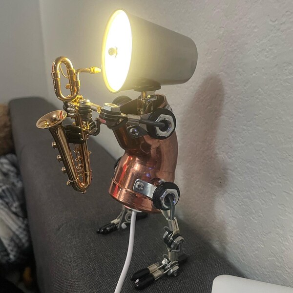 Bass Guitar Player Table Lamp|electric Bassist Desk Lamp|steampunk ...