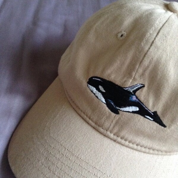 Orca Whale Embroidered on Tan Baseball Cap With Adjustable Buckle in ...