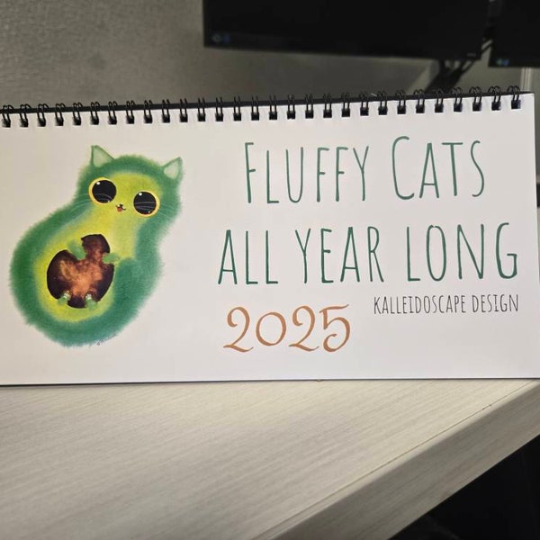 2025 Desktop Calendar Cute Watercolor Cats 12 Months of Adorable Cat ...