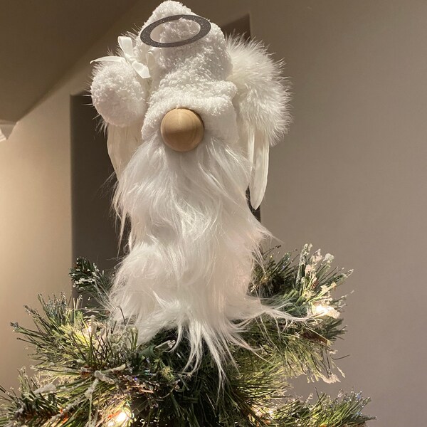 Angel Gnome, Tree Topper, Memorial Gnome Holiday Gnome, Christmas ...