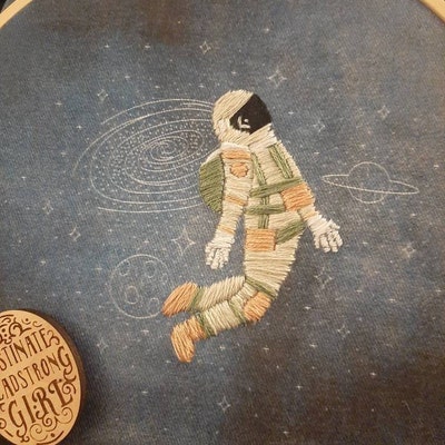 Astronaut Outer Space Embroidery Art Kit Space Embroidery Kit Stars ...