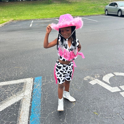 Girls Western Cowgirl Cropped Cowhide Print Vest With Sequin - Etsy