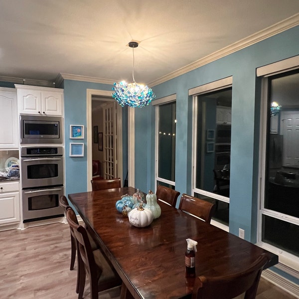 Blue Ceiling Lighting Fixture With Blue Bubbles for Dining Room, Living ...