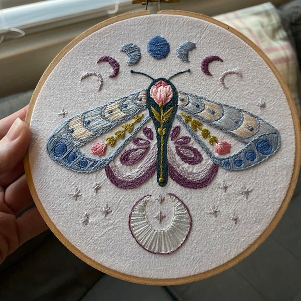 Moon Moth Folk Hand Embroidery Pattern - PDF Instant Download for ...