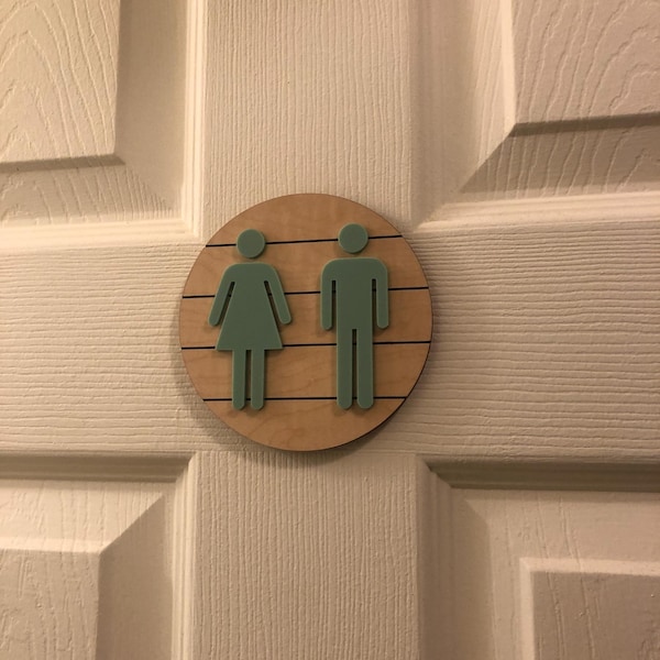 3D Restroom Shiplap Sign, Mini Bathroom Signs, Farmhouse Bathroom Decor ...