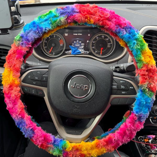 Cheetah Print Faux Fur Steering Wheel Cover - Women Car Accessories ...