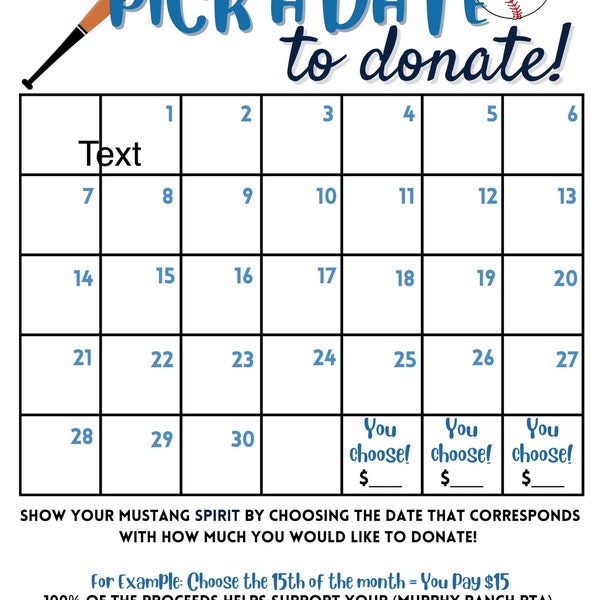 EDITABLE! Pick a Date Fundraiser Template | Sponsor a Date Fundraiser ...