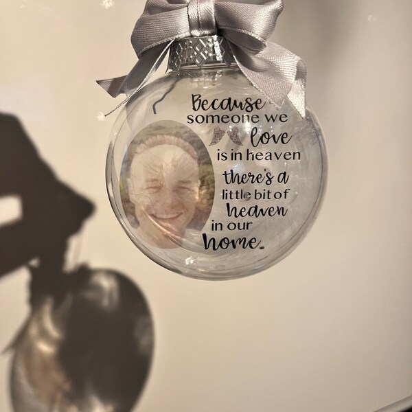 Memory Bauble, With a Photo of Your Loved One With a Beautiful White ...