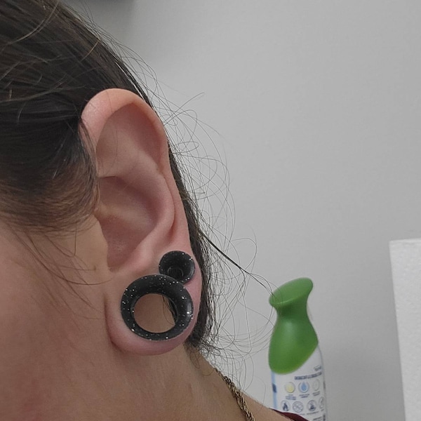 Glitter Black Alien Skinz Soft Silicone Ear Plugs Tunnels Gauges ...