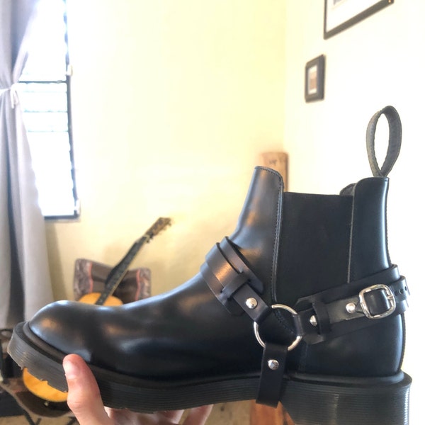 Boot Straps, Leather BLACK Cowboy Boots Harness, Biker Bootstraps With ...
