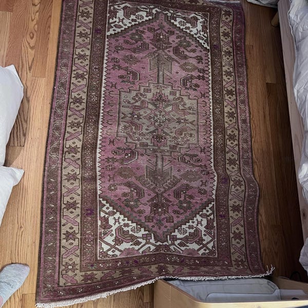 6x6 Vintage Rug , Beige Green Anatolian Rug , Oushak Rug , 6x6 Beige ...