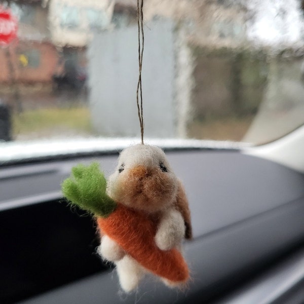 Needle Felted Lop Eared Bunny With Carrot, Needle Felted Cottontail ...
