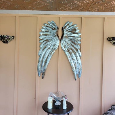 Large 43 Set of Galvanized Metal Angel Wings Pair Rustic - Etsy