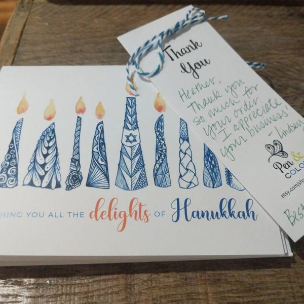 Hanukkah Note Cards - Wishing You All the Delights of Hanukkah ...