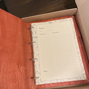 Personalized Recipe Book Blank Binder Custom Cookbook Wooden - Etsy