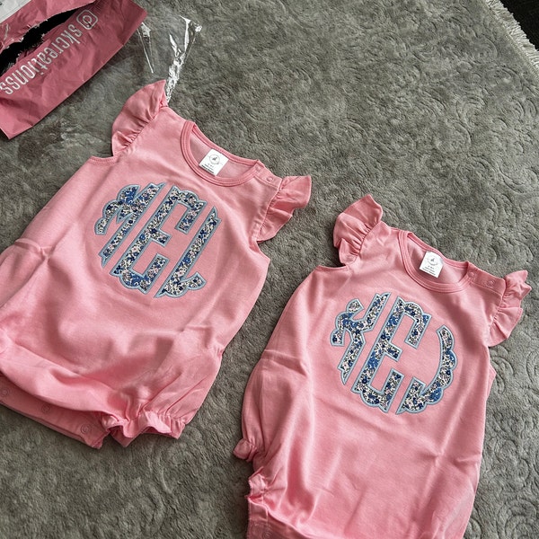 Baby Girl Bubble, Monogrammed Outfit, Personalized Toddler Girl, Summer Outfit, Sk Creations ...