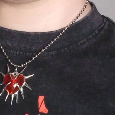 Y2k Grunge Cyber Spiky Heart Necklace, Goth Alt Jewelry, Statement ...
