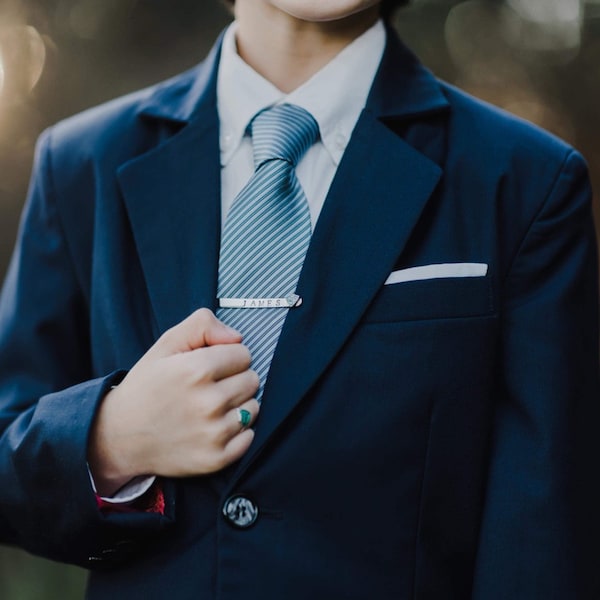 LDS Boy Baptism Tie Clip Gift - Personalized CTR - Faith - Water Wave ...