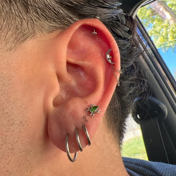 Silver Spider Chrome Diopside Tsavorite Labradorite Earring Dainty ...