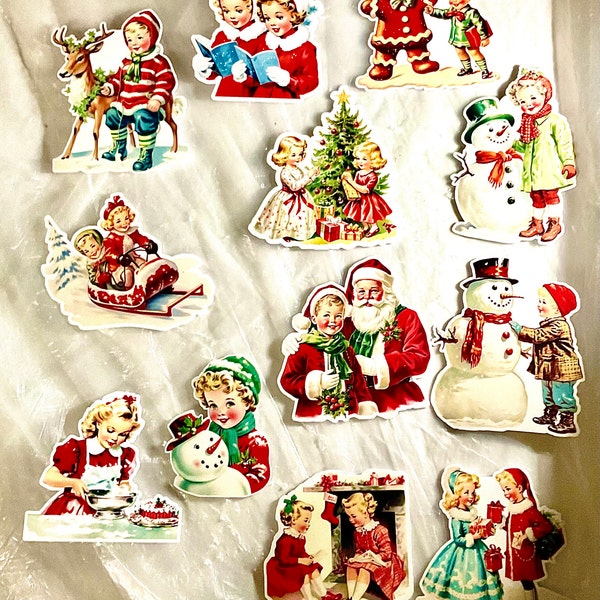 Vintage Christmas Sticker Pack, Retro Christmas Stickers, Mid Century ...