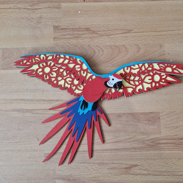 Parrot SVG | Layered 3D Flying Parrot Cutting File - Etsy