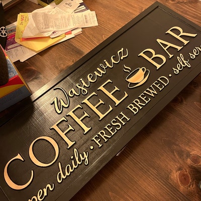 Personalized Coffee Bar Sign Custom Coffee Name Sign Home Kitchen Decor ...