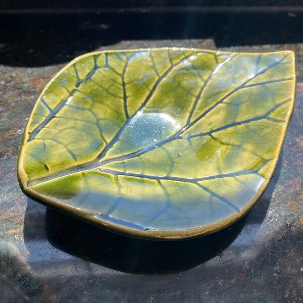Ceramic Leaf Spoon Rest Handmade Kitchen Green Spoon Rest Pottery ...