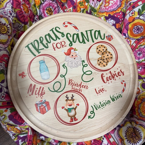 Wooden Santa Milk and Cookie Tray, Personalized Santa Cookie Tray ...