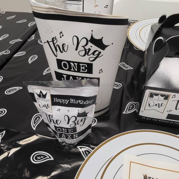 Notorious BIG One Crown First Birthday Party Labels for Drink Pouches ...