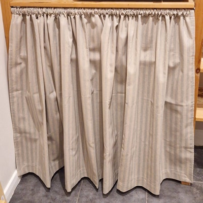 Gingham Hideaway Curtain in Grey, Curtain, Kitchen Curtain, Appliance ...