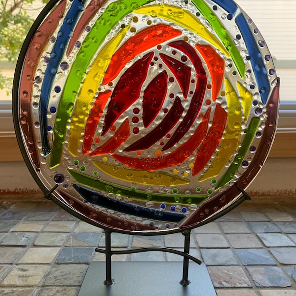 12" Round Glass Display Stand With Wave Design, for Fused Glass - Etsy