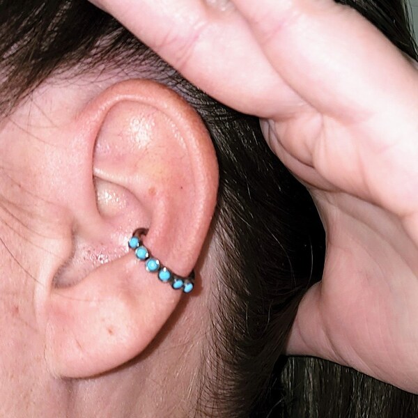 Opal Tragus Hoop Implant Grade Titanium, Conch Hoop, Clicker Hoop ...
