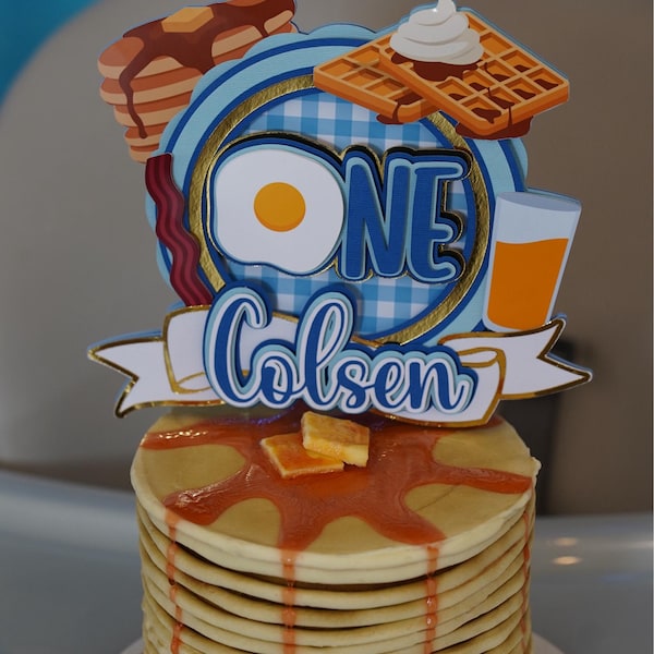 Breakfast Birthday Cake Topper, Brunch Cake Topper, Pancakes and ...