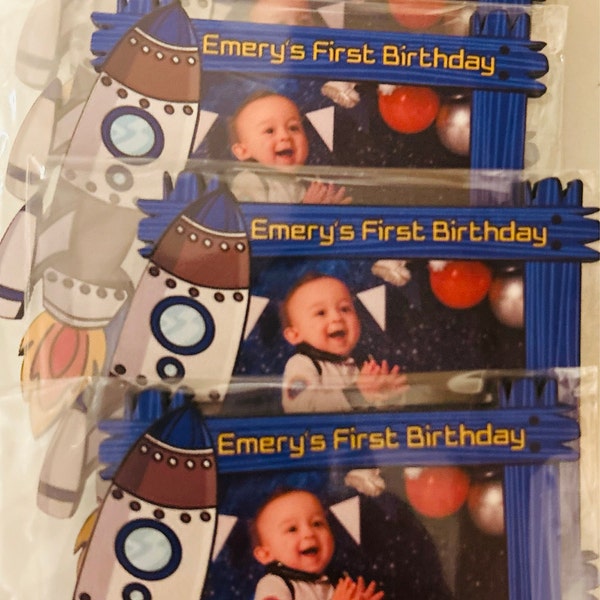 Personalized Rocket First Birthday Magnets Perfect Party Favors for ...