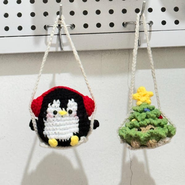 Swinging Holiday Squad Crochet Patterns, Christmas Car Hanging Crochet ...