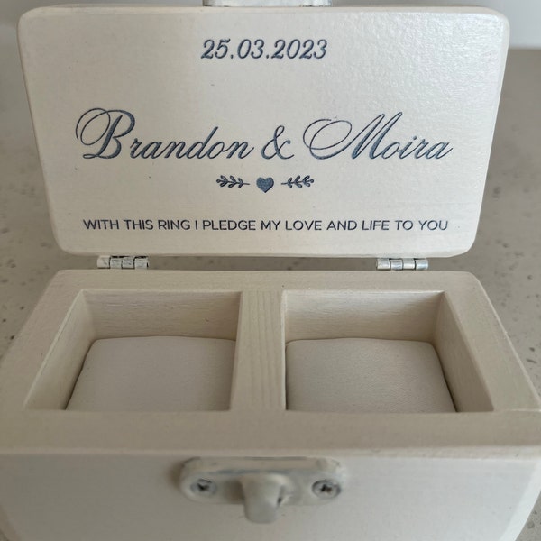 White Ring Box, Personalized Ring Box, Ring Bearer Box, White Wedding ...