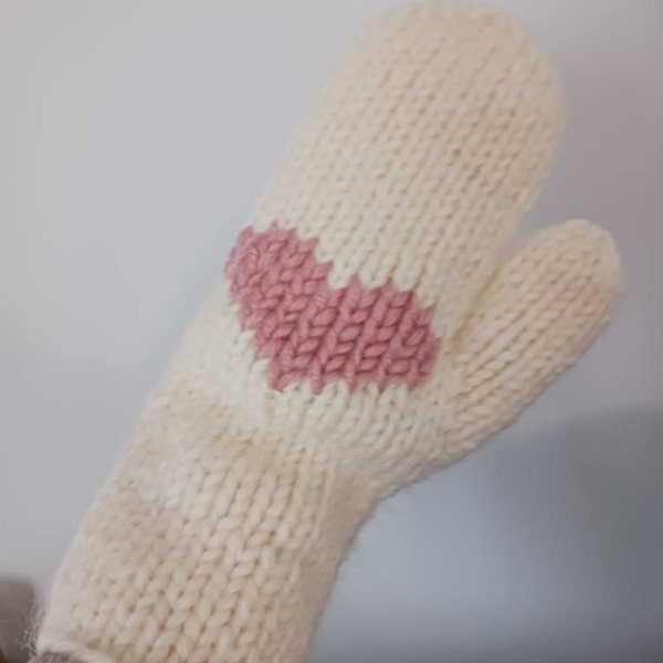 Mohair Heart Mittens / Alpaca Fur Mittens / Christmas Wool Mittens ...