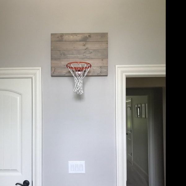 Weathered Gray Indoor Basketball Hoop. Wood Wall Mounted Basketball ...