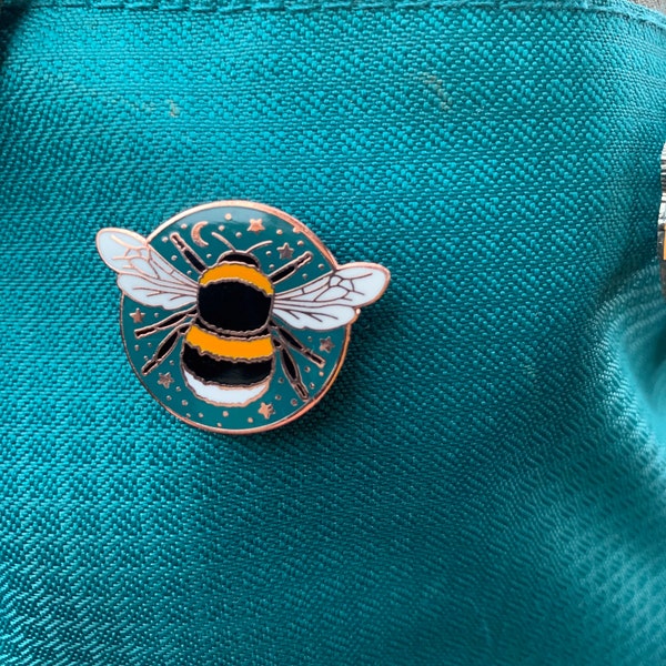 Bumblebee Enamel Pin, Bee Badge, Bee Talisman, Celestial Bee Pin, by ...