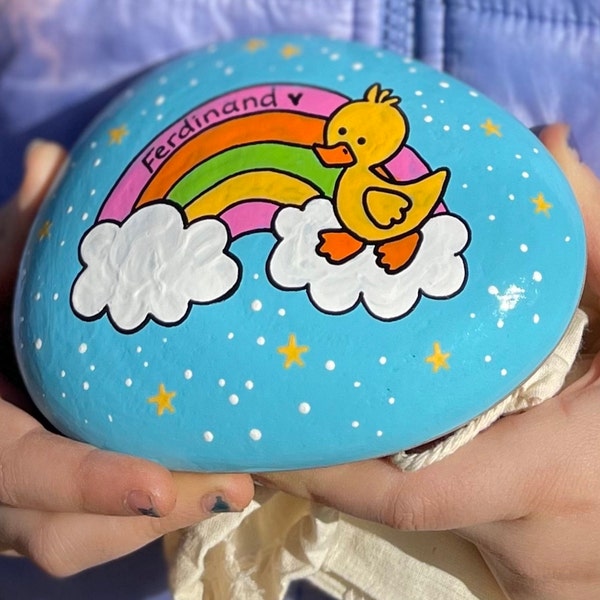 Rainbow Bridge Pet Memorial Painted Rock, Custom Pet Name Rock, Dog or ...