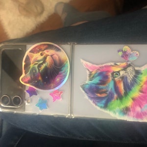 Holographic Stickers, 90's Kid, Cats, Cat Rainbow, 80's, 90's, Rainbow ...