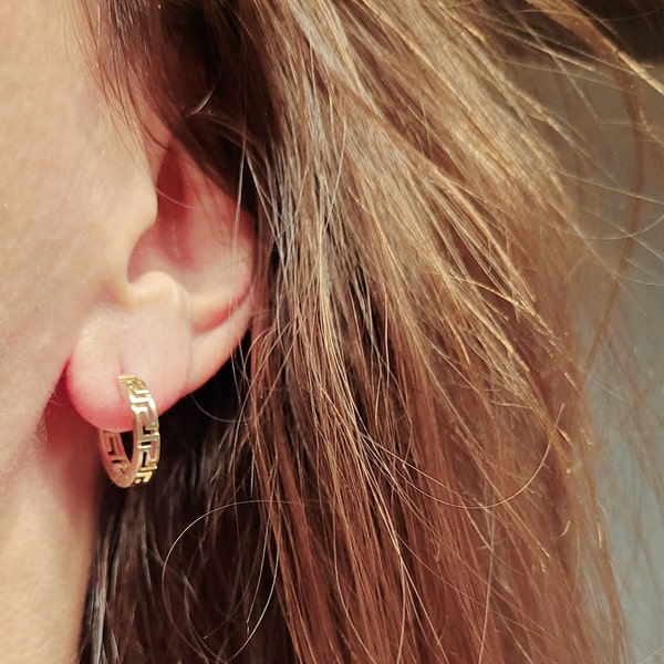 14K Solid Gold Drop Earrings, Thick Gold Drop Earrings, Shiny Thick ...