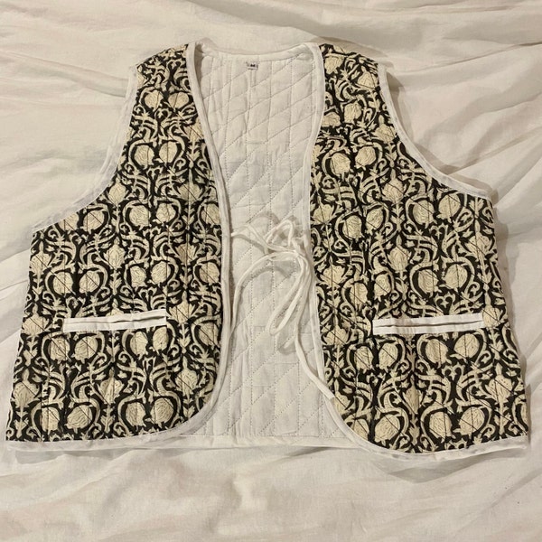 Block Print Cotton Vest: Quilted Floral Boho Jacket - Etsy UK