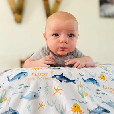 Customized Under the Sea Baby Boy Fish Swaddle Blanket Gift Idea, Ocean ...