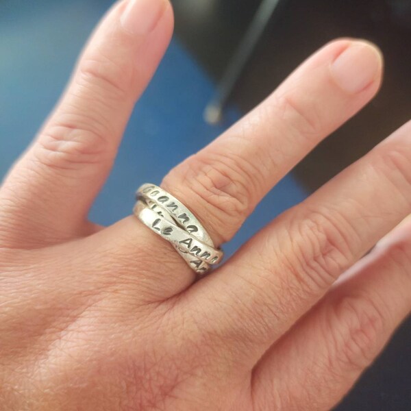 Triple Mother's Ring, Interlocking Name Rings, Personalized Rolling ...