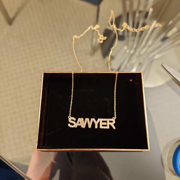 14K Gold Bubble Name Necklace, 3D Balloon Letter Name Necklace, Balloon ...